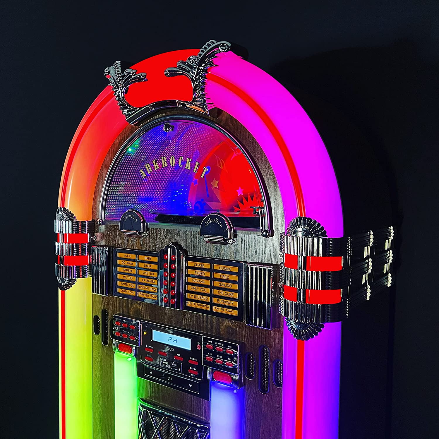 Buy Arkrocket Saturn V Full Size Jukebox Vinyl Record Player Bluetooth ...