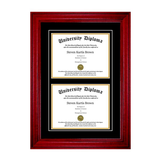 Double Diploma Frame with Double Matting for 8.5" x 11" Tall Diploma ...