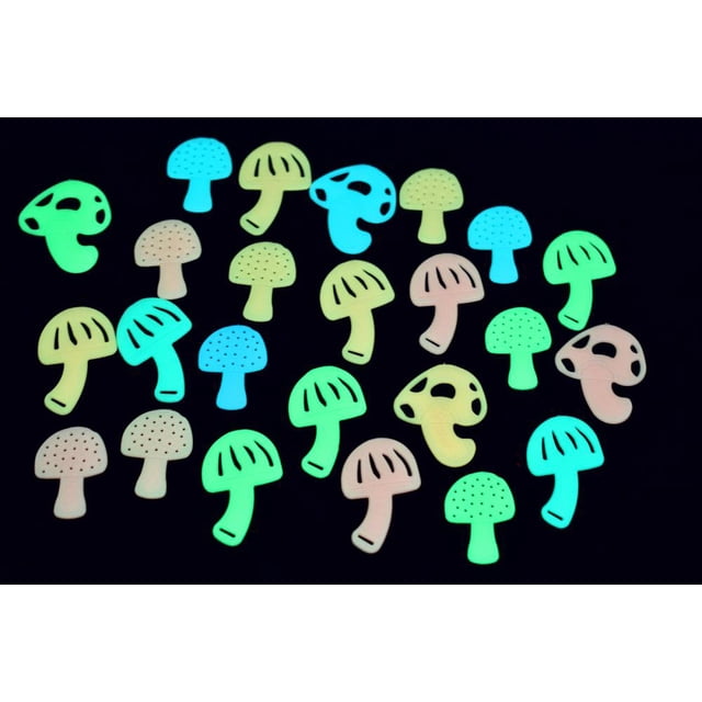 DirectGlow 24 Piece Glow in The Dark Multicolor Retro Groovy Shrooms ...