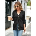 Womens Long Sleeve Cable Knit Sweater Open Front Cardigan Button Loose