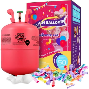 Disposable Portable Helium Balloon Kit, 4.98 Cu Ft, with 20 Balloons ...
