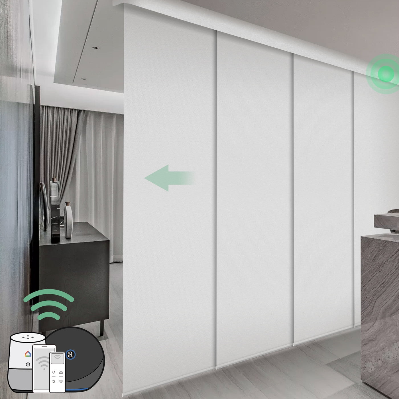 Yoolax Motorized Sliding Panel Track Blind Blackout Smart Vertical ...