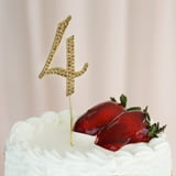 BalsaCircle Number 4 Cake Topper 2.5" Gold Rhinestone Personalized ...