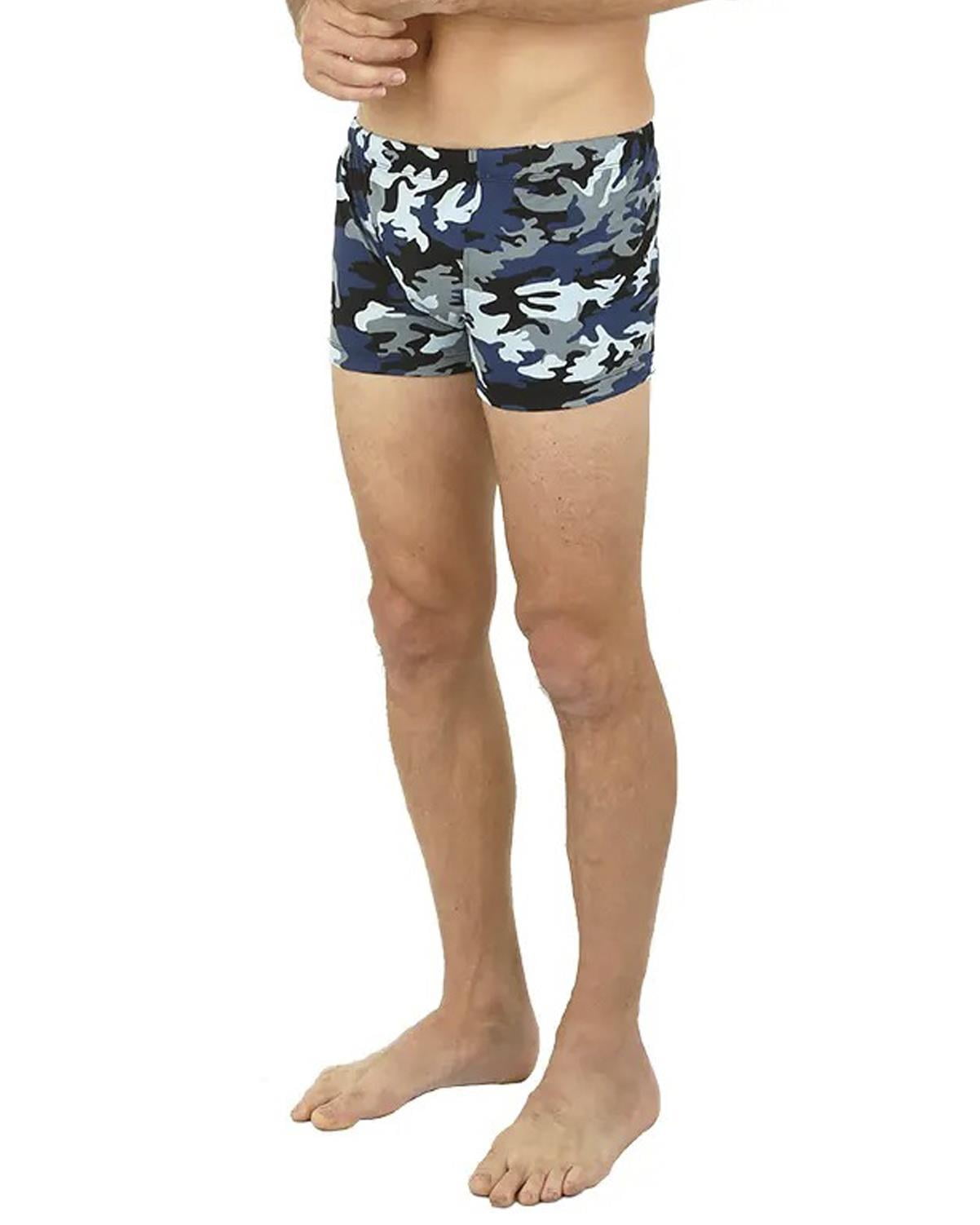 UZZI Mens Swim Trunks Nylon Boxer Shorts Running Shorts, Camo Blue ...