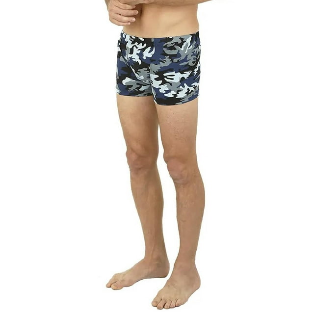 UZZI Mens Swim Trunks Nylon Boxer Shorts Running Shorts, Camo Blue ...