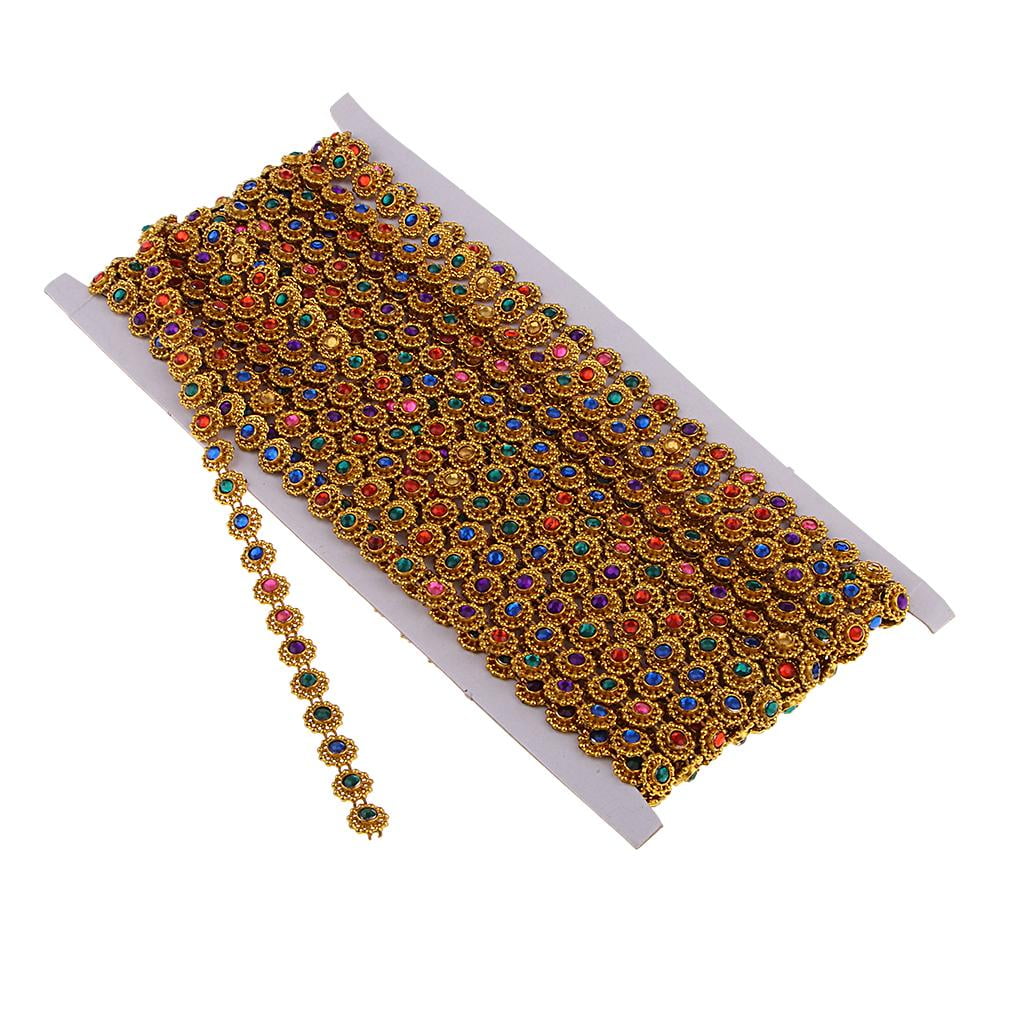 9 Meter Arcylic Rhinestone Crystal Flower Beaded Chain Ribbon ...