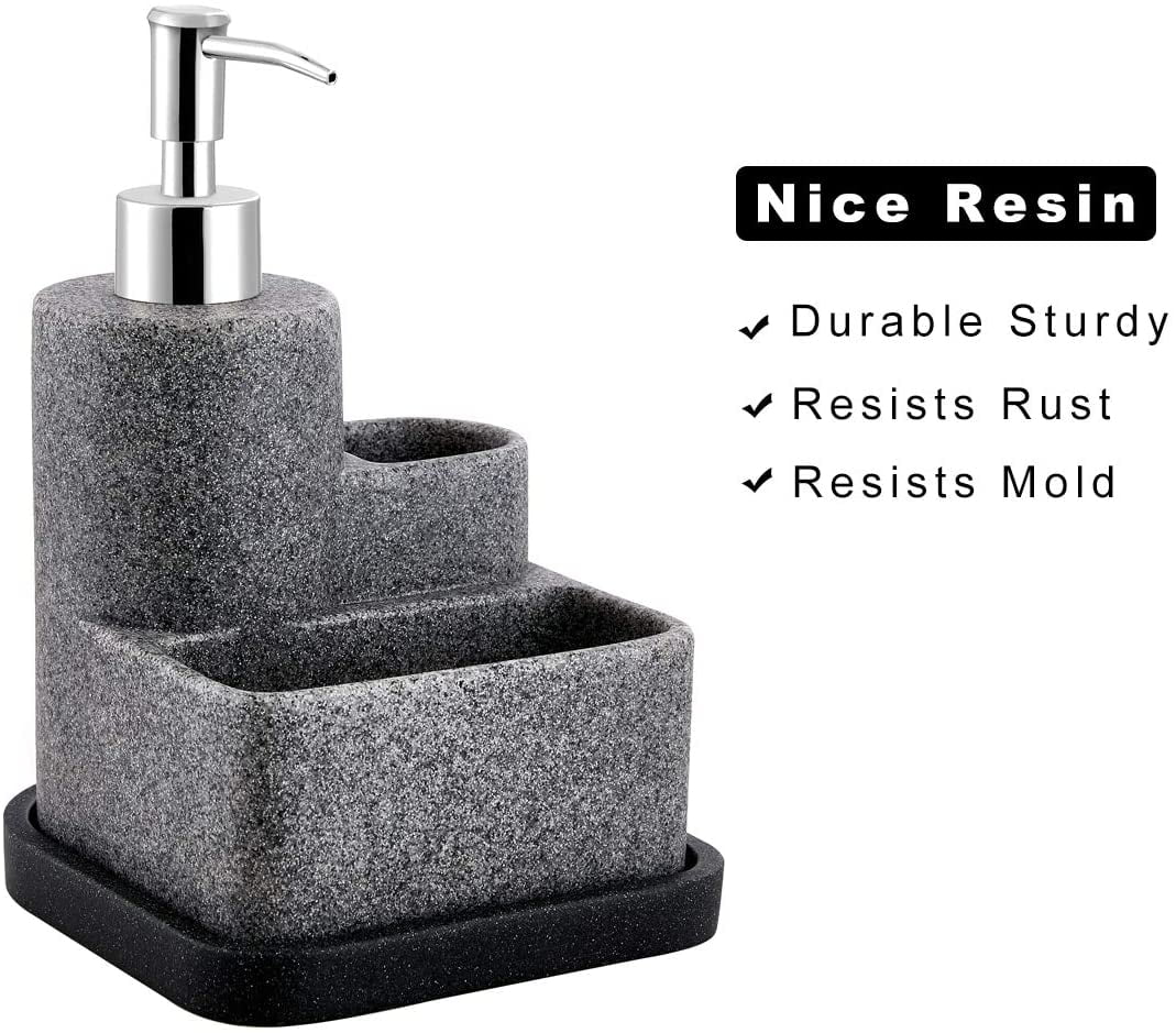 ZCCZ Resin Kitchen Countertop Cleaning Soap Dispenser with Sponge ...