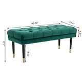 Velvet Ottoman Bench, Modern Tufted Bench with Metal Legs, Button ...