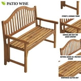 Patio Wise 4-Foot Foldable Acacia Wood Garden Bench, Long Back Exterior Furniture for Porch ...