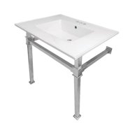 30 in. Victorian Console Sink with Stainless Steel Legs, Antique Brass ...