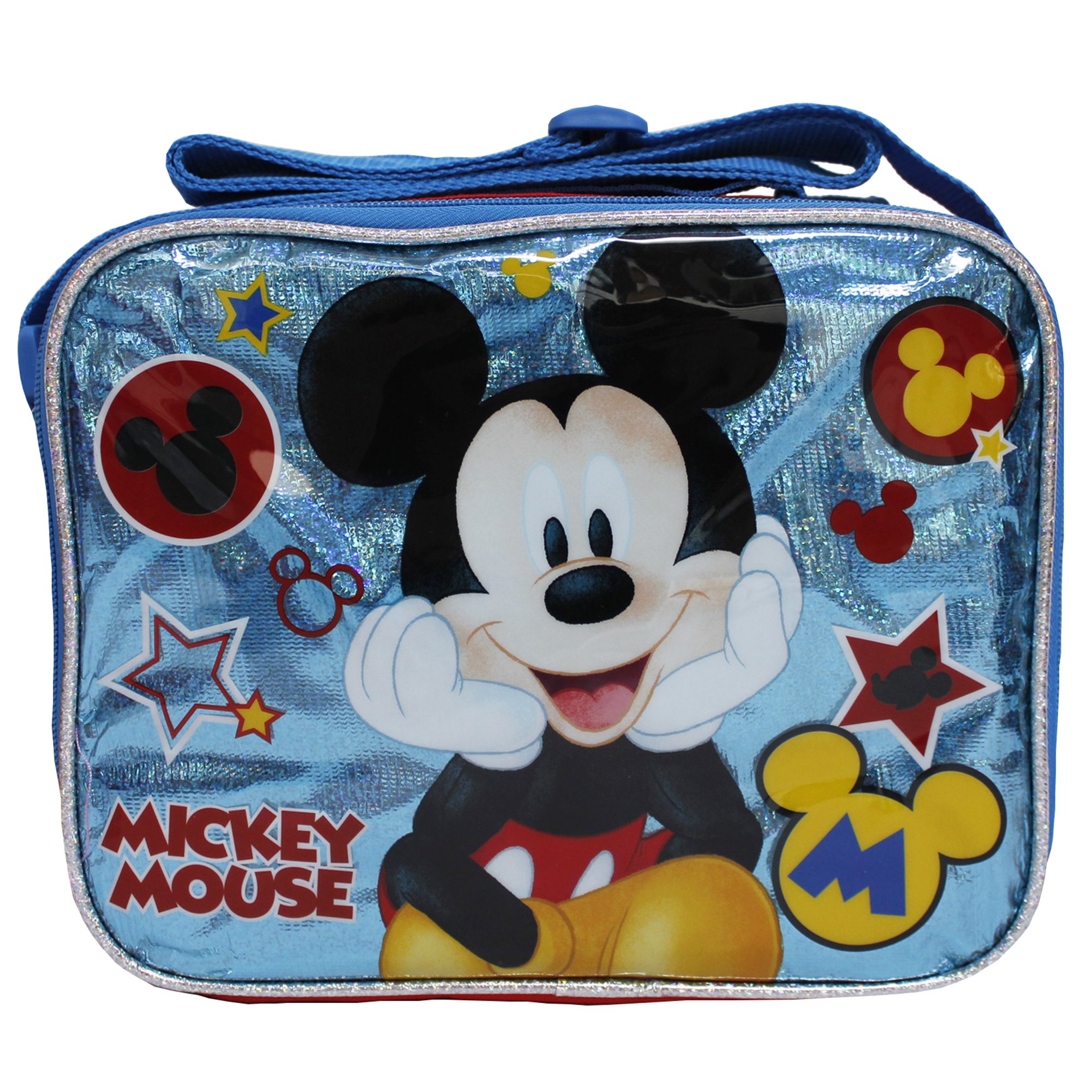 Disney Mickey Mouse Red and Shiny Blue Happy Insulated Lunch Box Bag ...