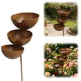 3-Tier Rustic Rain Catcher Bird Bath Stake, Heavy Duty Iron Bird Water ...