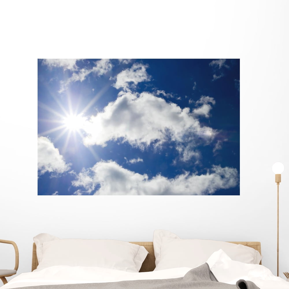 Sun Blue Sky with Wall Mural by Wallmonkeys Peel and Stick Graphic (48 ...