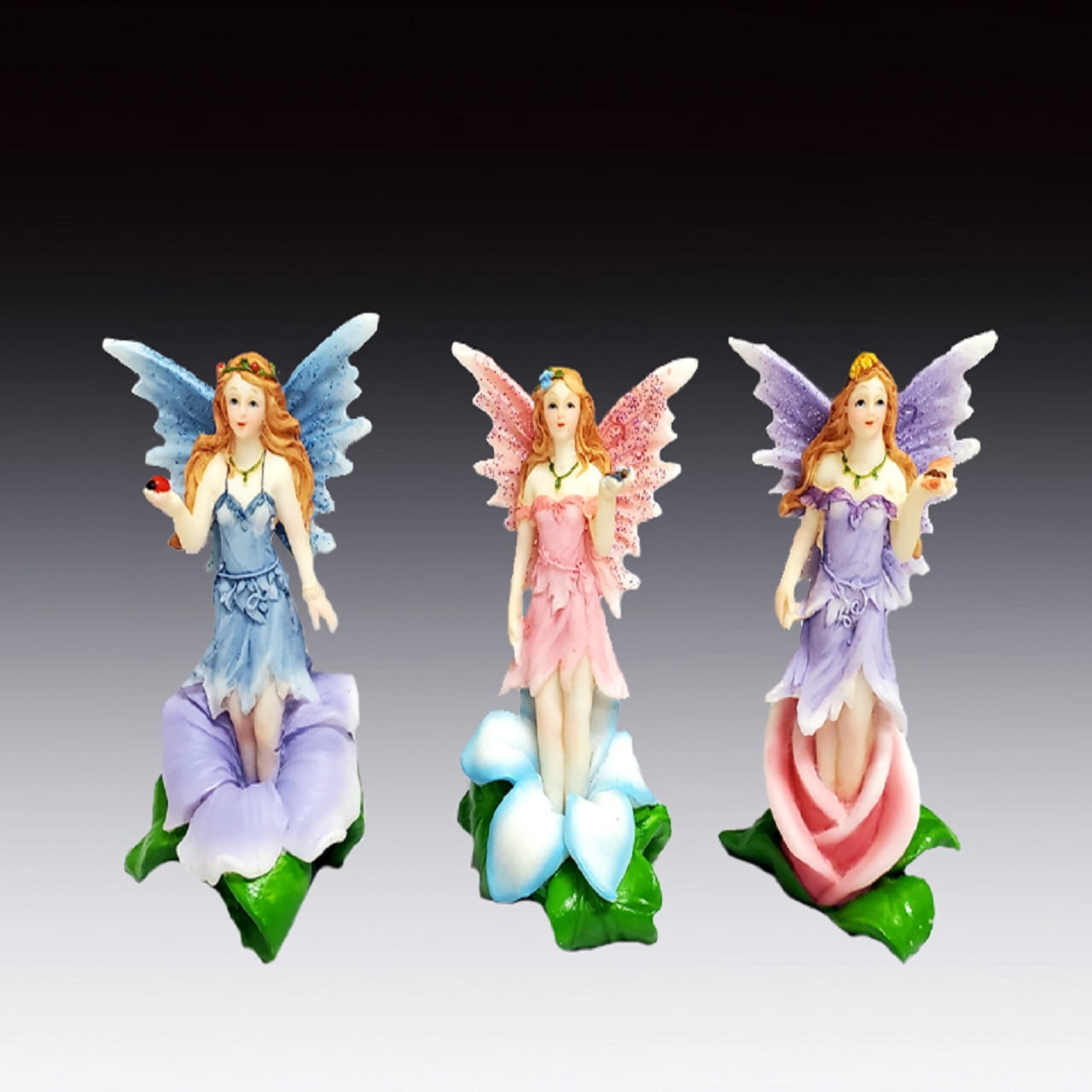 Fairy with Flower Figurine 3 Piece Set 3 Inch Multicolor - Walmart.com