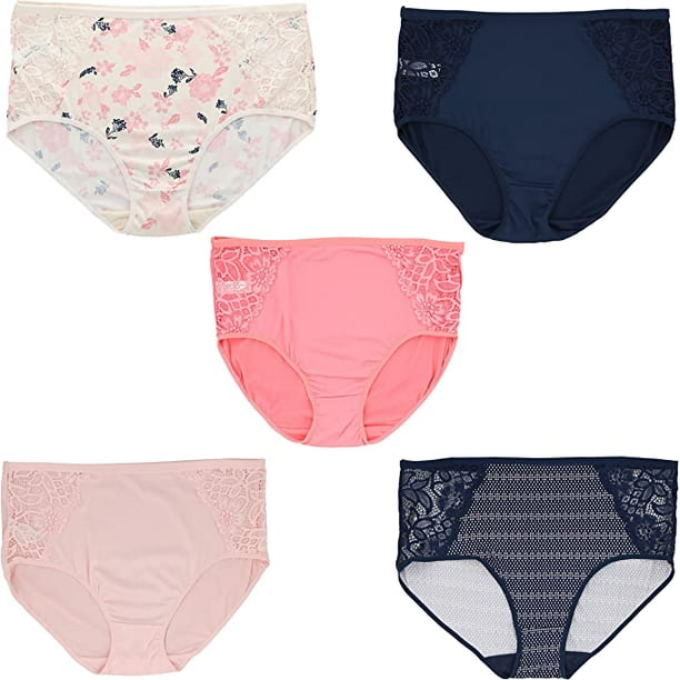 Delta Burke Women's Plus Size Sexy Panties High Rise Soft Briefs 5 Pack ...