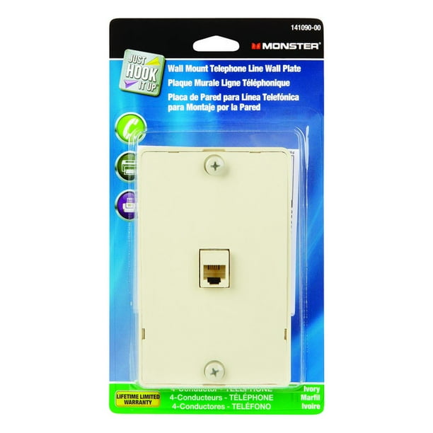 Monster Cable Wall Mount Telephone Line Wall Plate Modular 4 Conductor ...