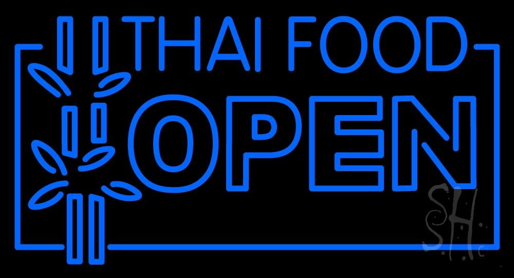 Thai Food Open LED Neon Sign 13 x 24 - inches, Clear Edge Cut Acrylic ...