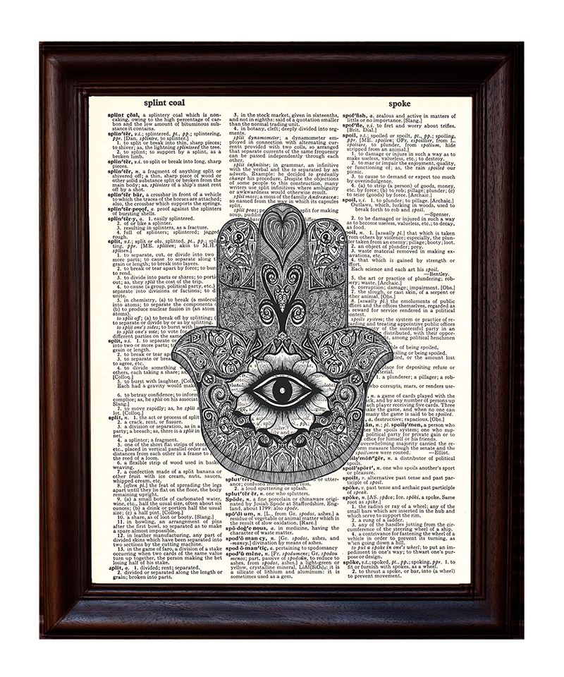 Hamsa - Dictionary Art Print Printed On Authentic Vintage Dictionary ...