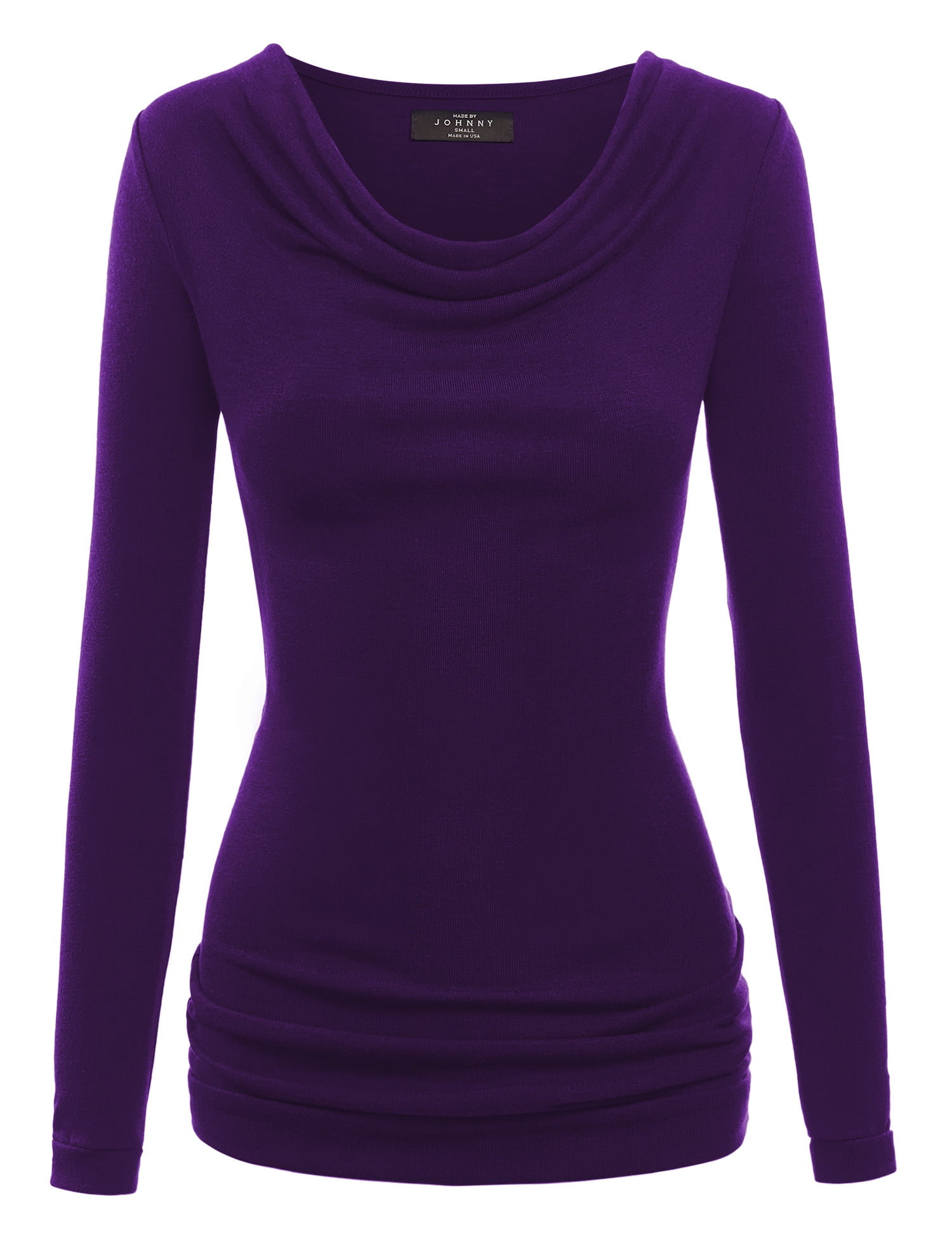 WT916 Womens Cowl Neck Long Sleeve Pullover Top XL Dark_Purple ...