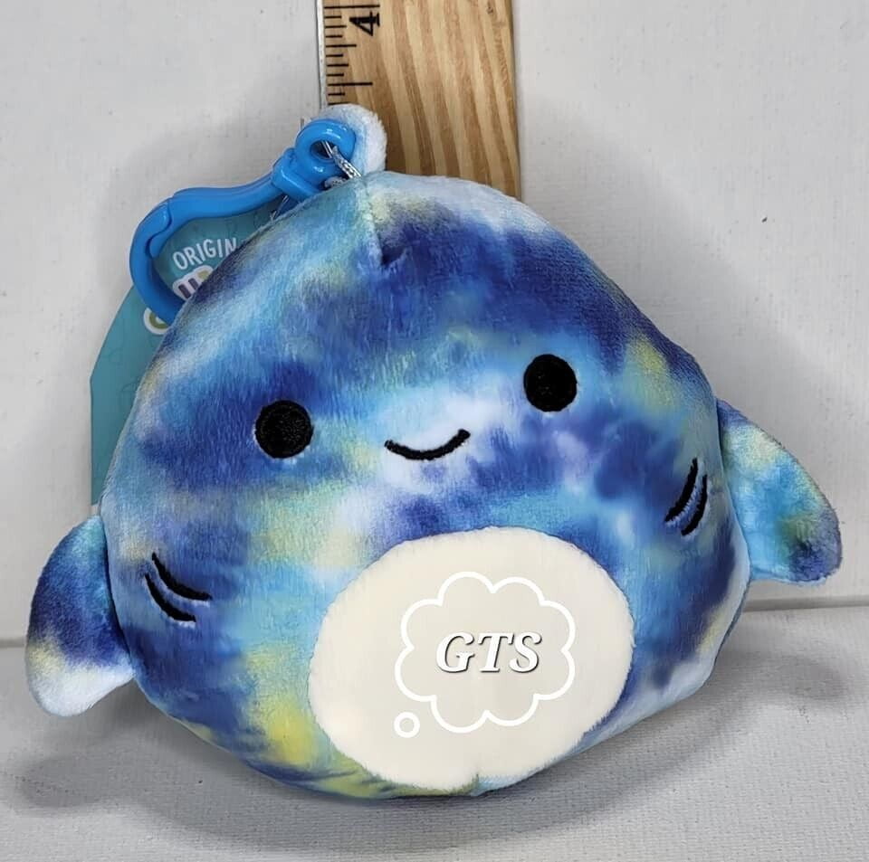 Squishmallow 3.5" Luther Shark Soft Blue Tie Dye Sea Life Plush Clip - Walmart.com