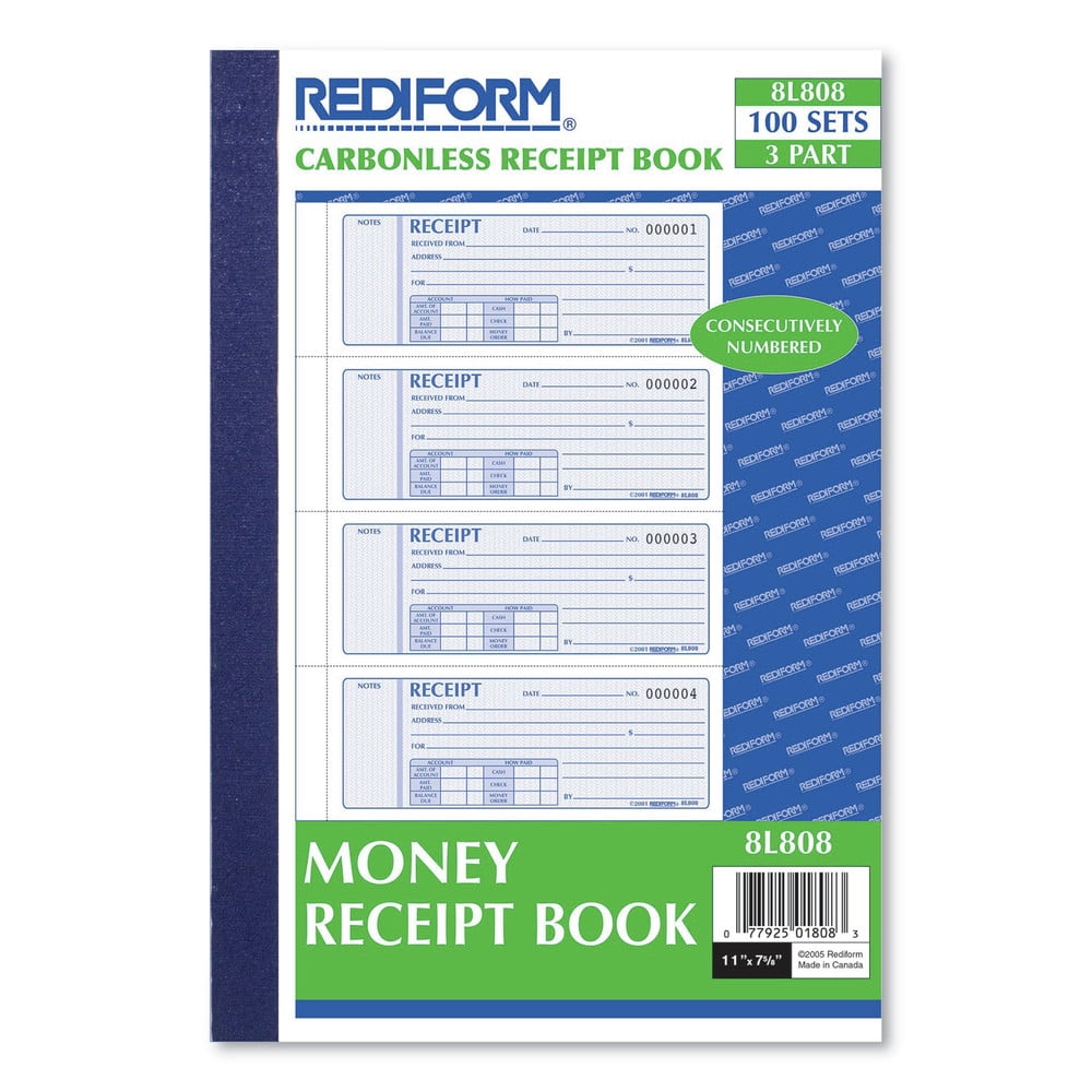 Rediform 8L808 Three Part 4 Page 7 in. x 2.75 in. Carbonless Money ...