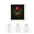 Cozy Flannel Blanket with Nighttime Scene: Red Moon Stars Green Leaves ...