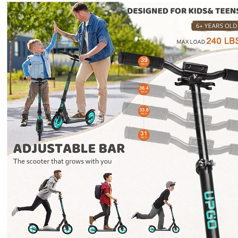 Commuter Scooter LEEYV Adult Folding Scooter - Adjustable Height Big ...