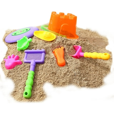 Beach Sand Toy Set with Flying Disc, Summer Playing Molds Kits Pail ...