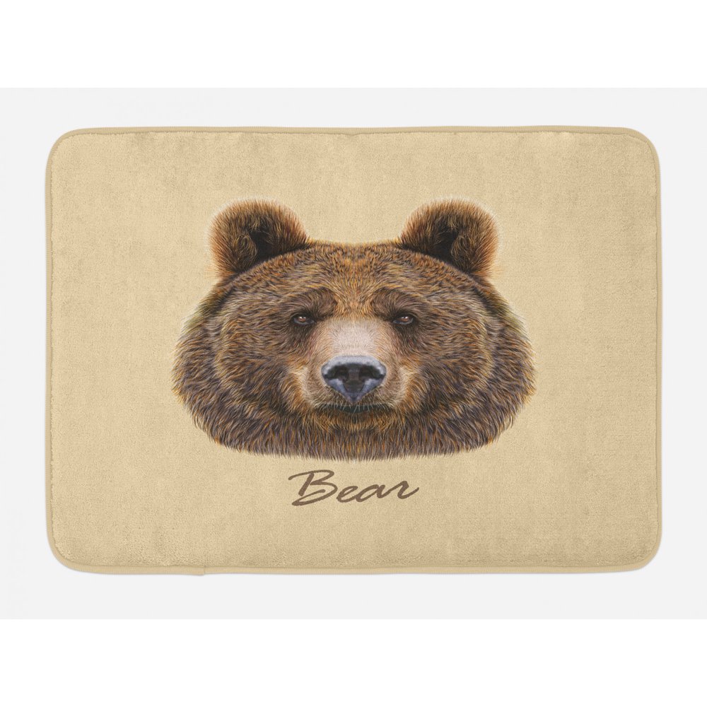 Bear Bath Mat, Big Bear of North America and Eurasia Realistic Strong ...