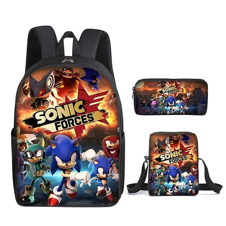 Sonic Backpack Combo Set Elementary Cartoon Backpack / Meal Bag / Pen ...