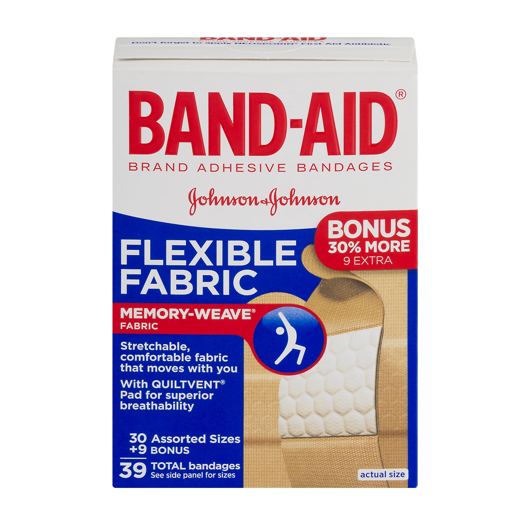 Johnson & Johnson Band-Aid Flexible Fabric Adhesive Bandages, 39 count ...