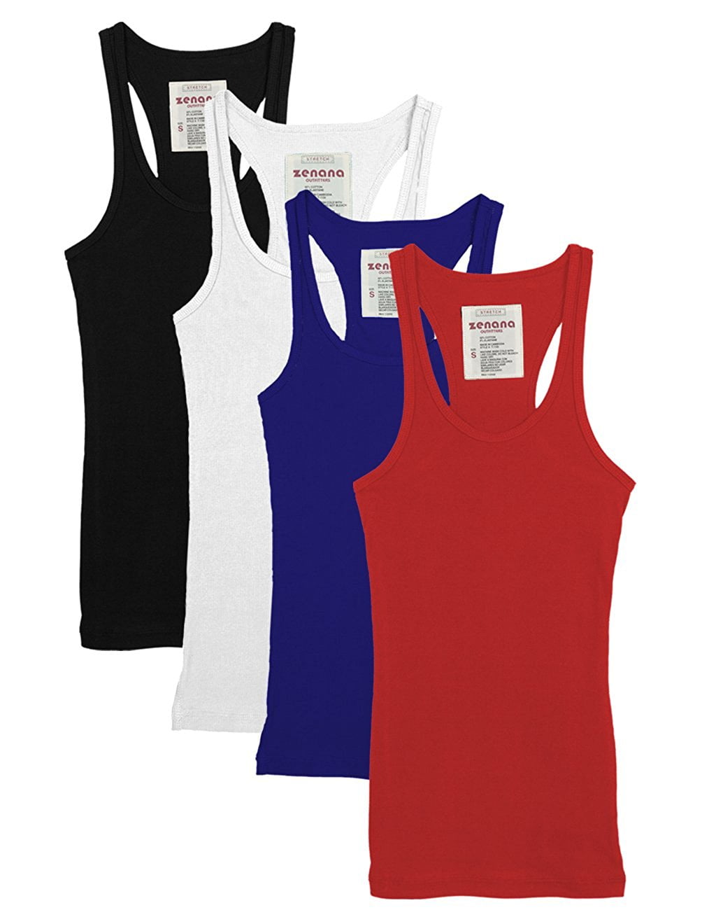 Womens & Juniors Racerback Ribbed Knit Athletic Camisole Long Tank Top ...