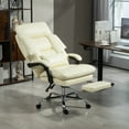 HOMCOM Overstuffed Office Chair, Reclining Computer Chair, Cream White ...