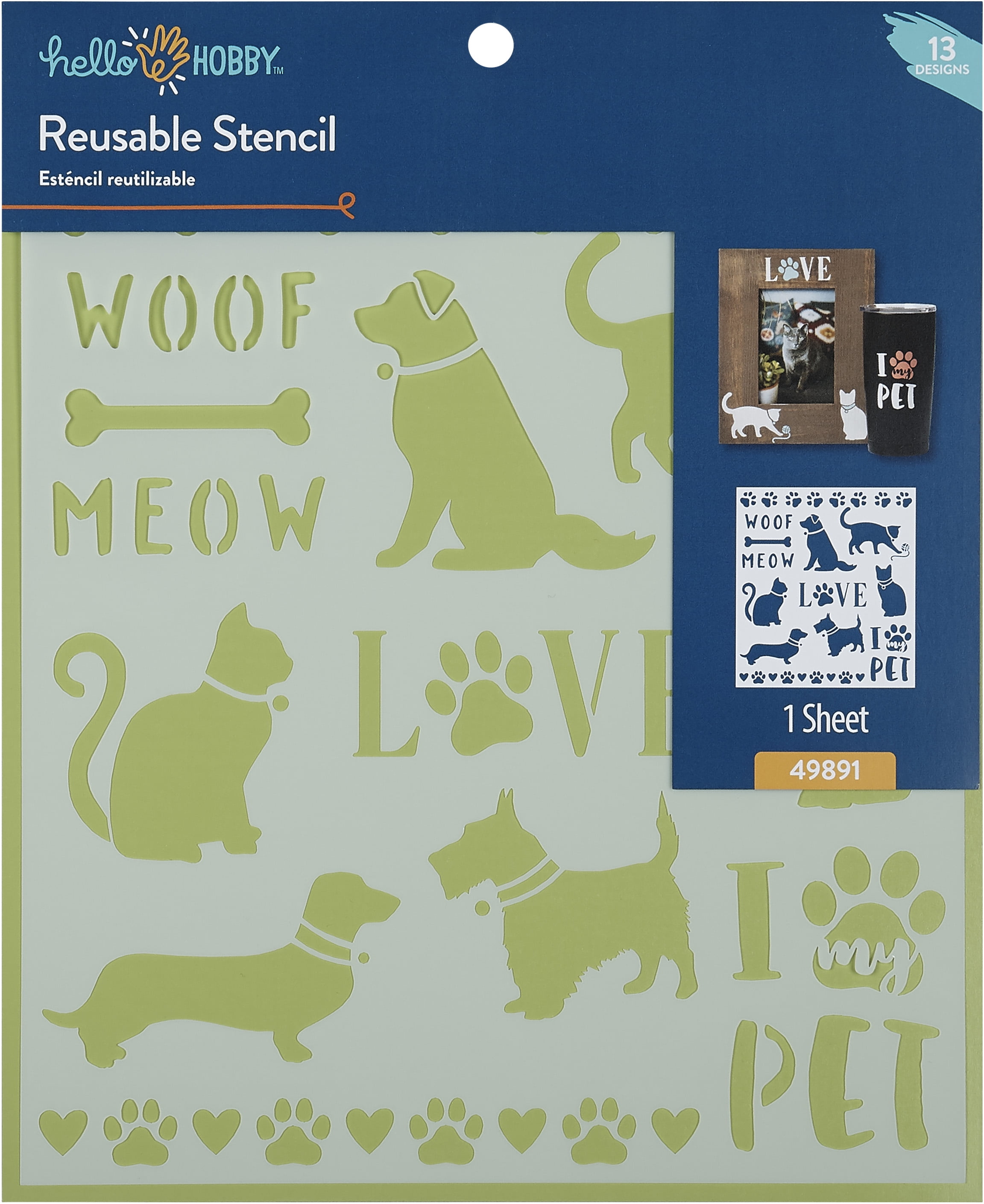 Hello Hobby Stencil Set, 8.5" x 9.5", 1 Piece, Pet - Walmart.com