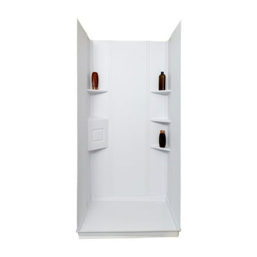Mustee Durastall Shower Stall, Thermoplastic, Center Drain, Slip ...