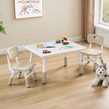 REDCAMP 3 in 1 Kids Activity Table & Chairs Set, Adjustable Height, 3 ...