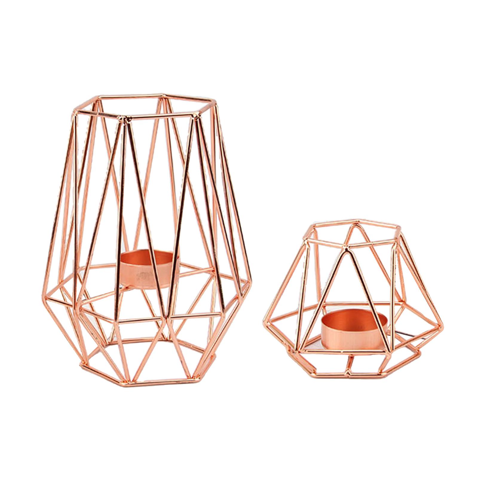 2 Pack Metal Pillar Candle Holders Geometric Elegant Tealight Holders 2 Pack Metal Pillar Candle Holders Geometric Elegant Tealight Holders