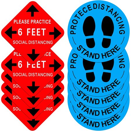 10 Pieces Social Distance Floor Decals Keep Distance Sign Anti-Slip ...