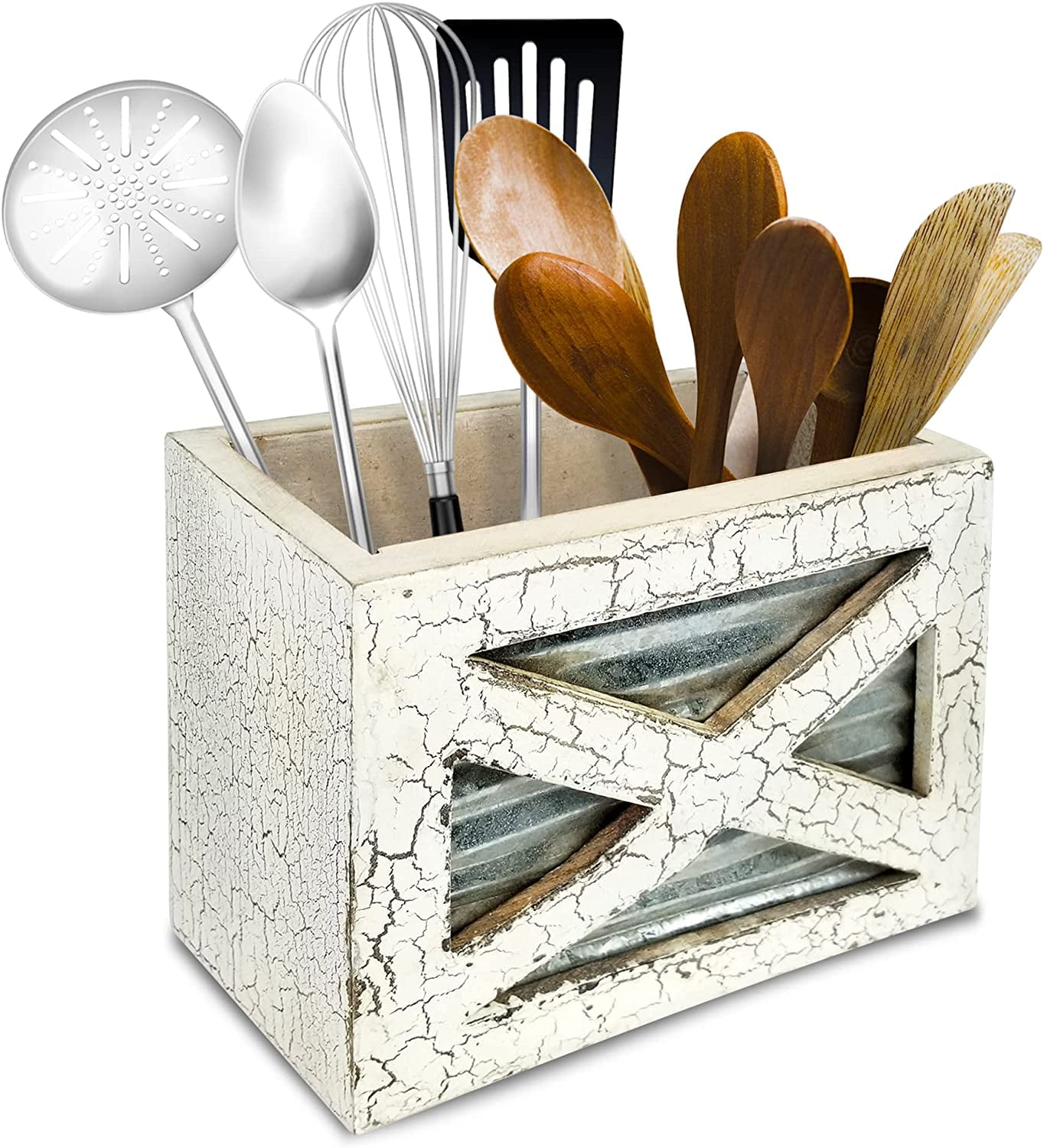 Rustic Utensill Holder Wooden Kitchen Farmhouse Utensil Holder For ...