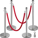 Costway 6Pcs Stanchion Posts Queue Pole Retractable Red Belt Crowd ...