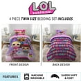 LOL Surprise Kids Twin Bed in a Bag, Comforter and Sheets, Purple and ...