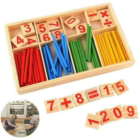 Reastar Montessori math toy colorful ruler wooden numbers math toy ...