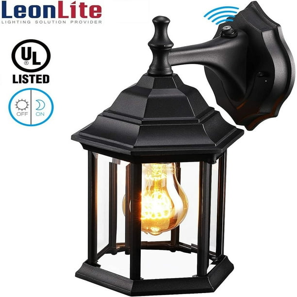 LEONLITE Dusk-to-Dawn Outdoor Wall Lantern, Wet Location Wall Sconce ...