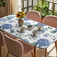 Blue Hydrangea Fitted Rectangle Tablecloth 30" x 60" Eucalyptus Leaves ...
