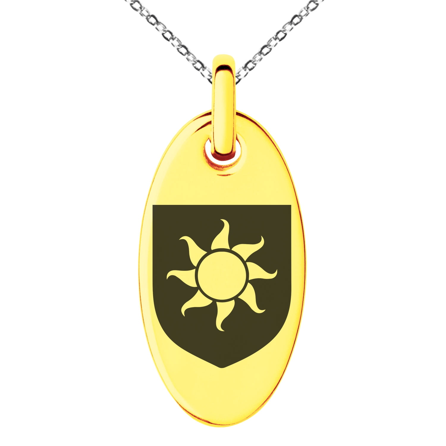Stainless Steel Sun Splendor Coat of Arms Shield Engraved Small Oval ...