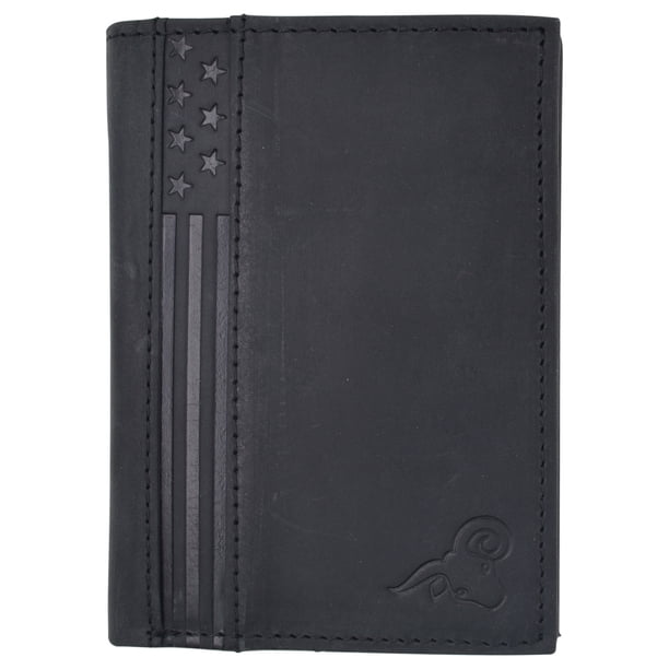 RFID Protected Mens Leather Wallet Bifold 2 ID Windows Double Bill ...
