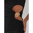 Black One Shoulder Cutout Mini Dress With Gold-Tone Shell Buckle ...