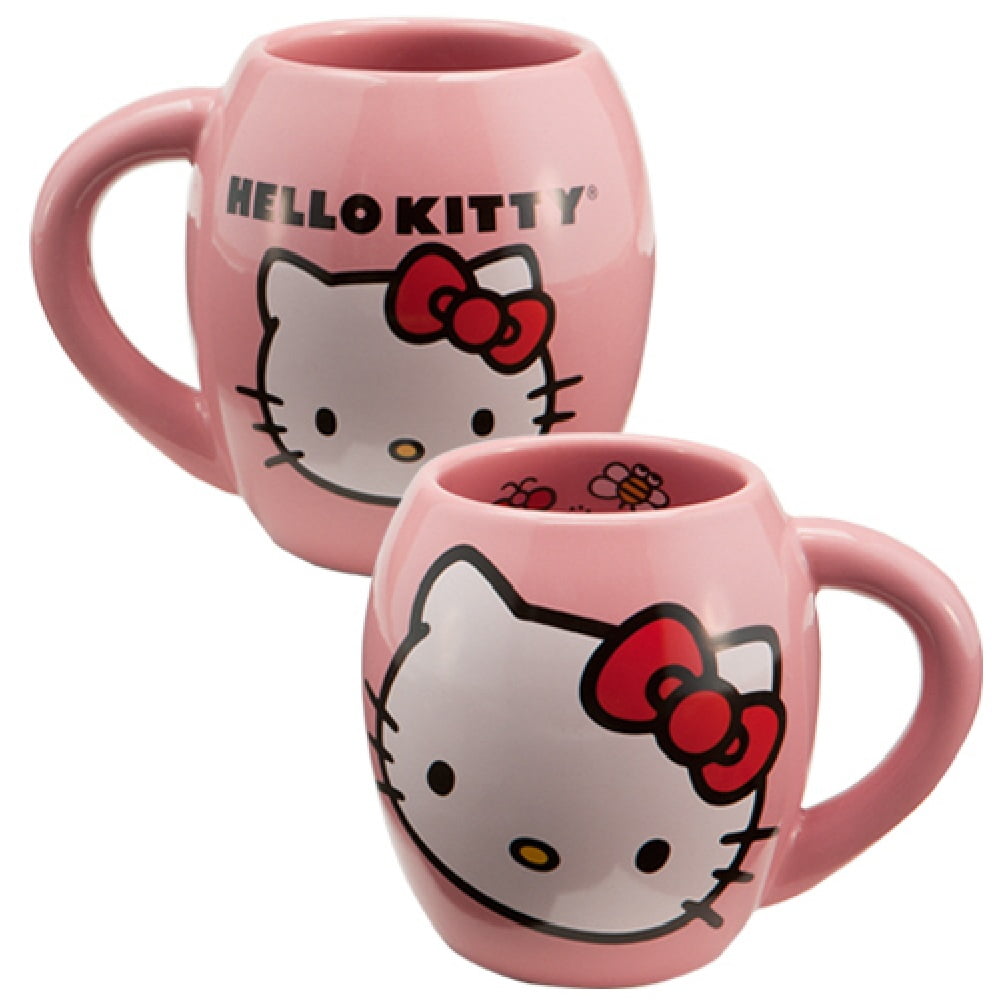 Hello Kitty Ceramic Coffee Oval Mug 18 oz. Pink Cat Red Bow Gift ...