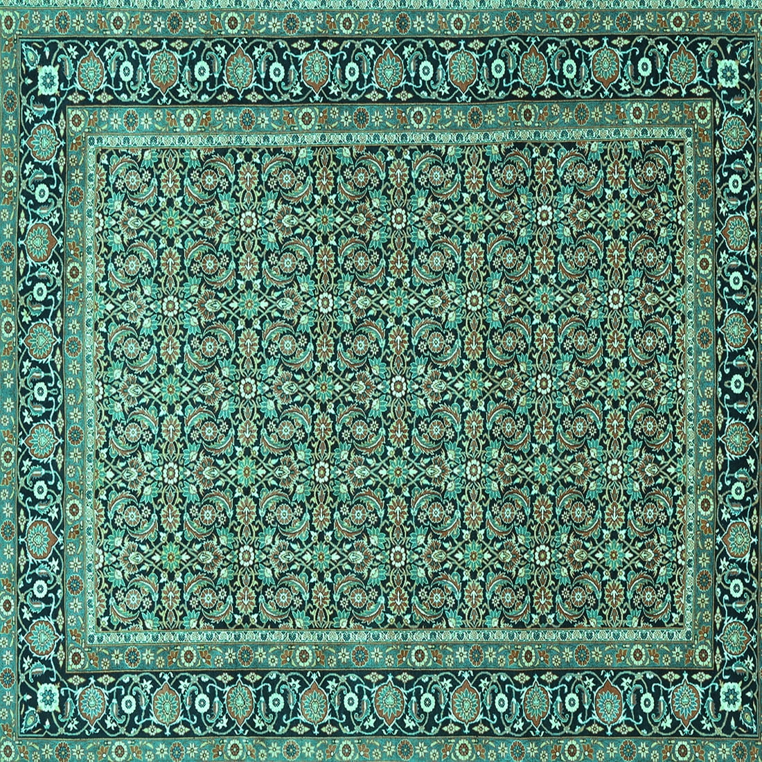 Ahgly Company Indoor Square Persian Turquoise Blue Traditional Area ...