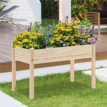 VEIKOUS 71" Raised Garden Bed Outdoor Wooden Elevated Planter Box ...